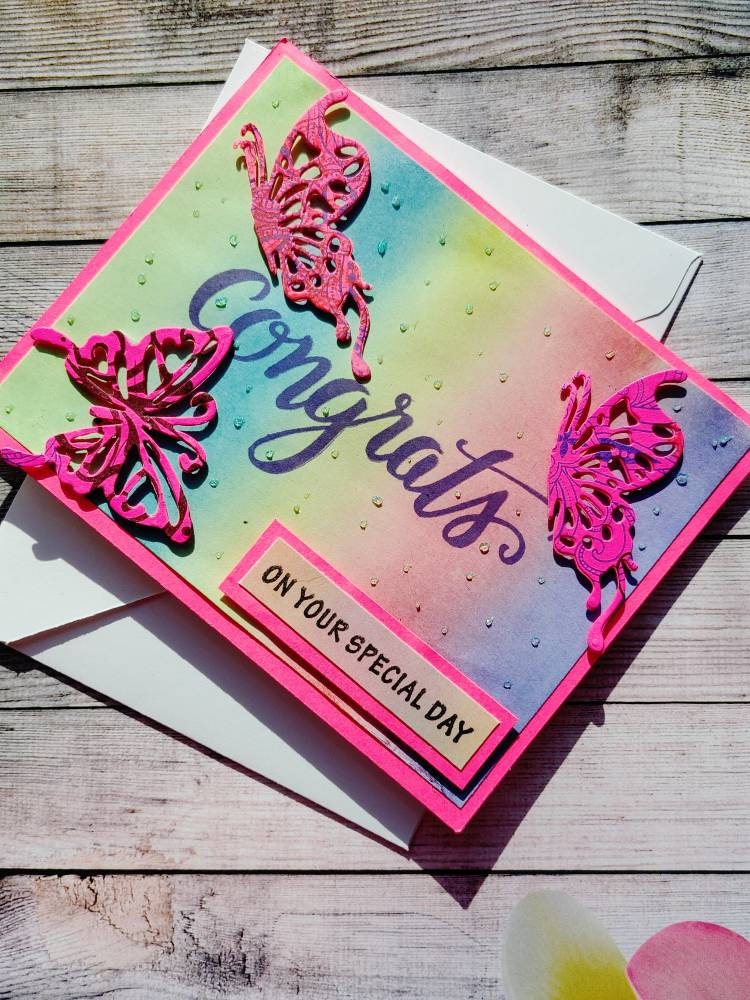 Pink Butterfly Congratulations Card for Her Handmade Congrats - Etsy