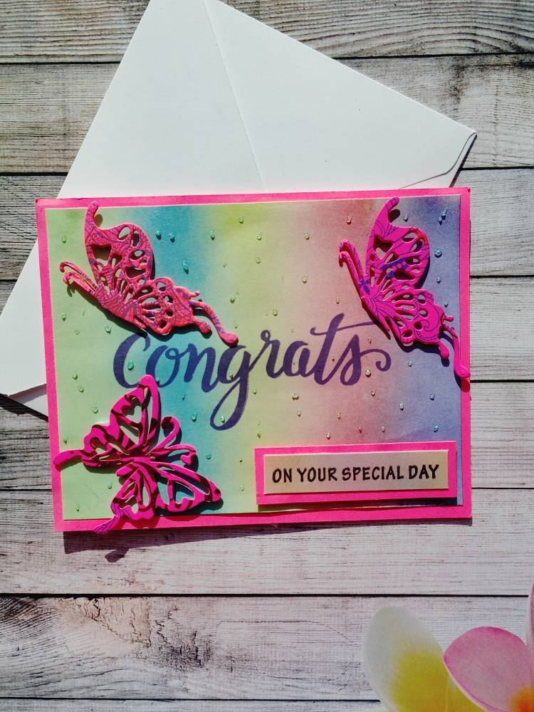 Pink Butterfly Congratulations Card for Her Handmade Congrats - Etsy
