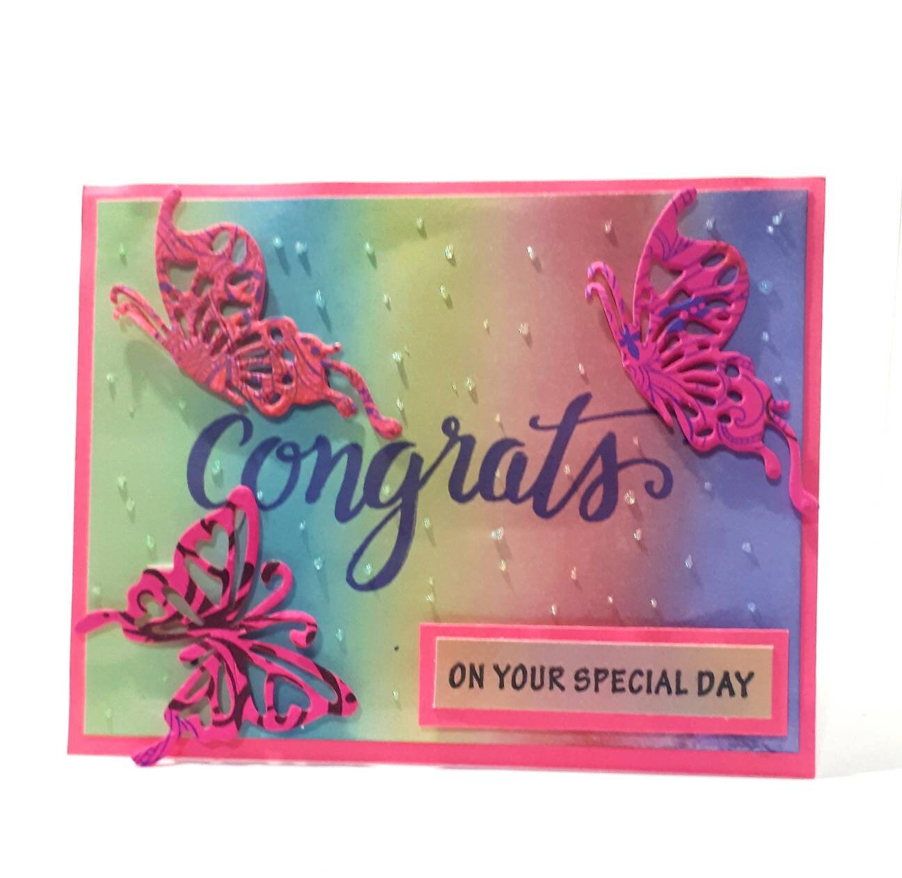 Pink Butterfly Congratulations Card for Her Handmade Congrats - Etsy