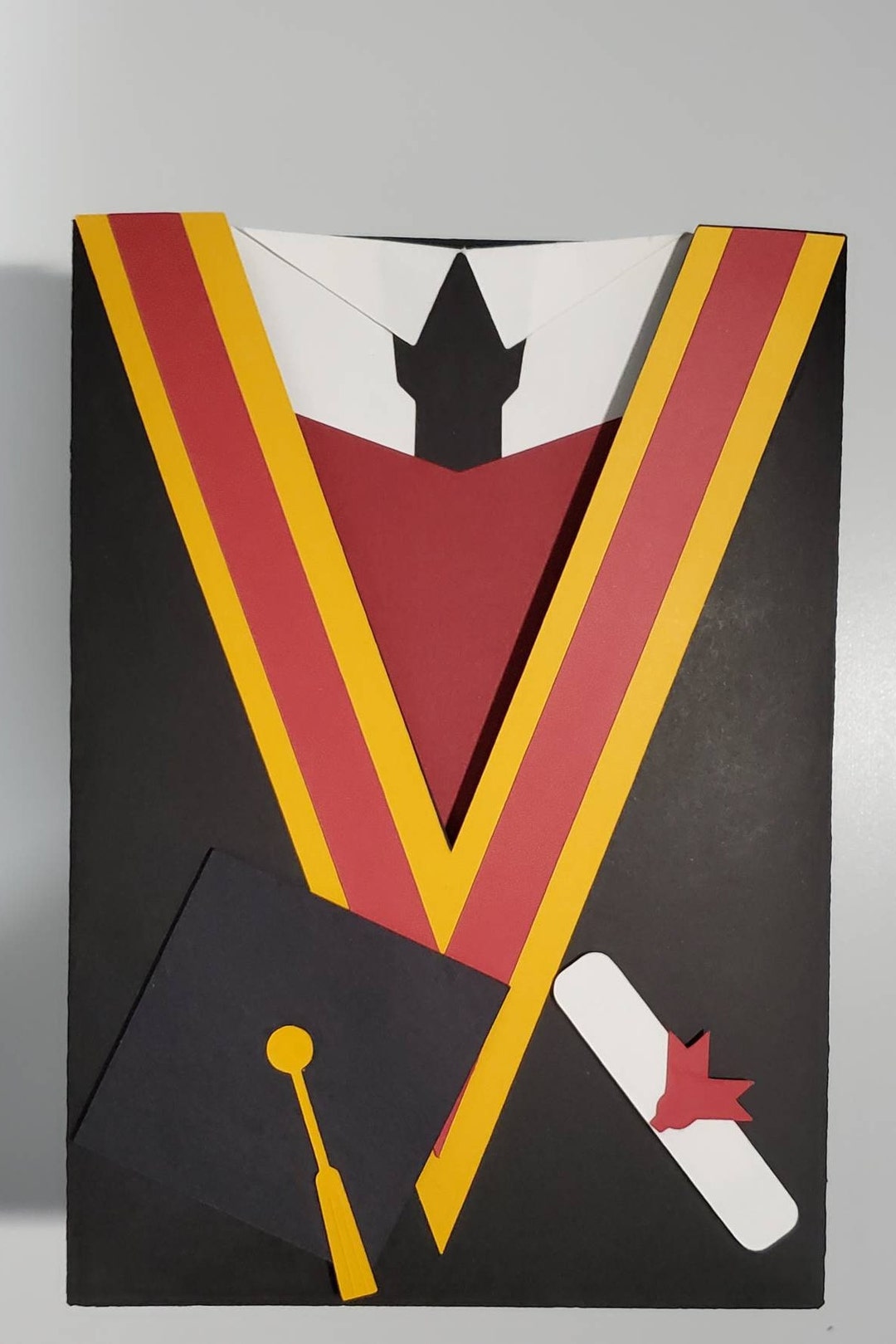 Graduation Card, Cap and Gown Card, Grad Card to Give, Grade 12 Card to ...