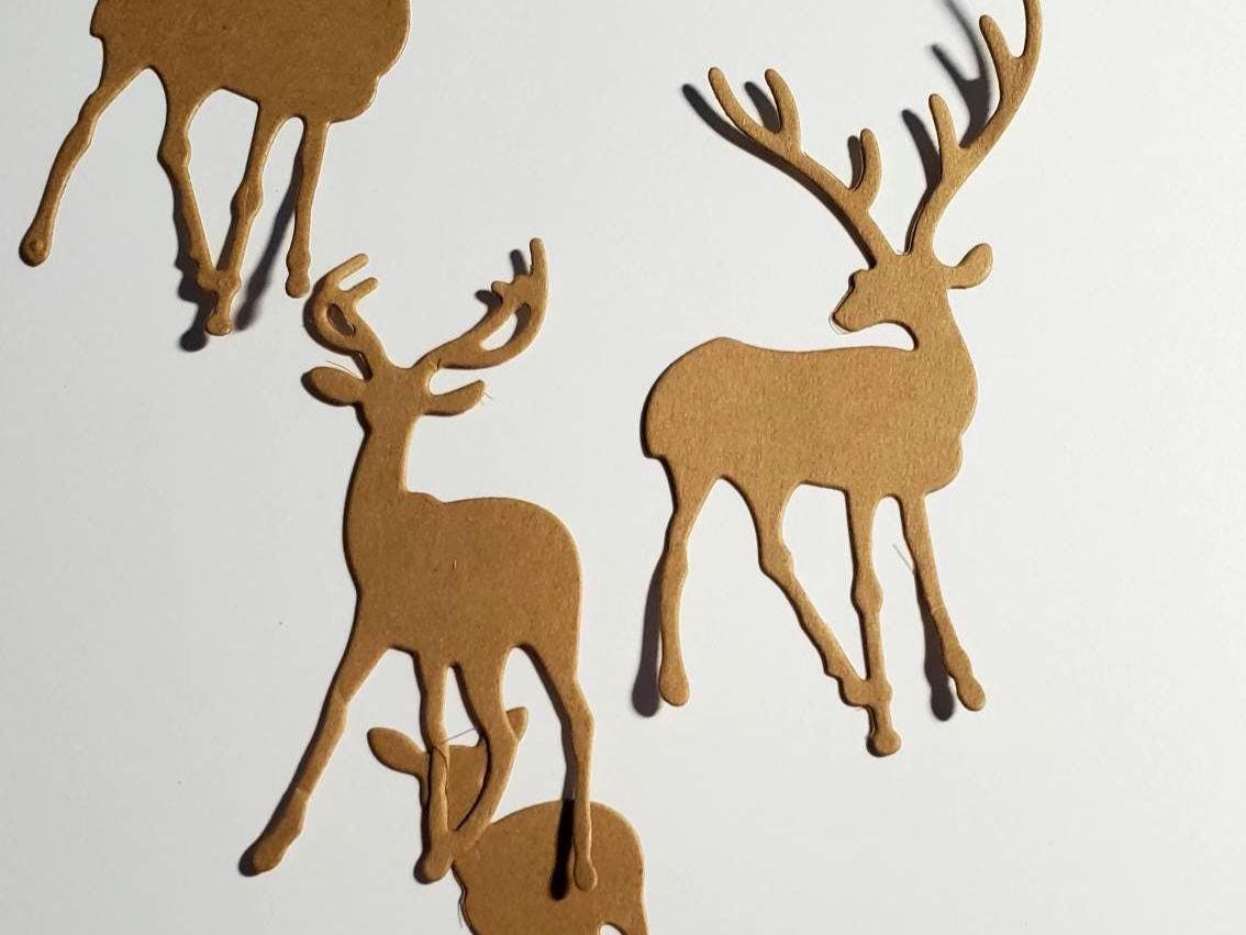 Die Cut Paper Deer Shapes - Set of 30 Cardstock Deer Cutouts for Crafts ...