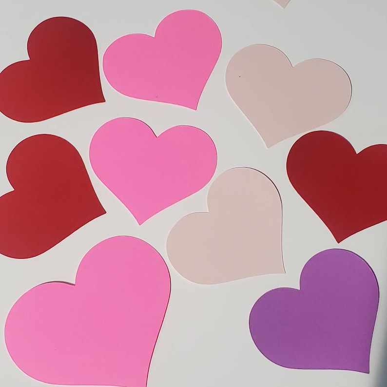 25 Die Cut Paper Hearts, Multiple Colors and Sizes, Cardstock Paper ...