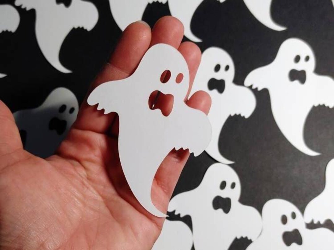 Spooky Ghost Cutouts - Set of 15 Halloween Die Cuts, Cardstock Ghost ...
