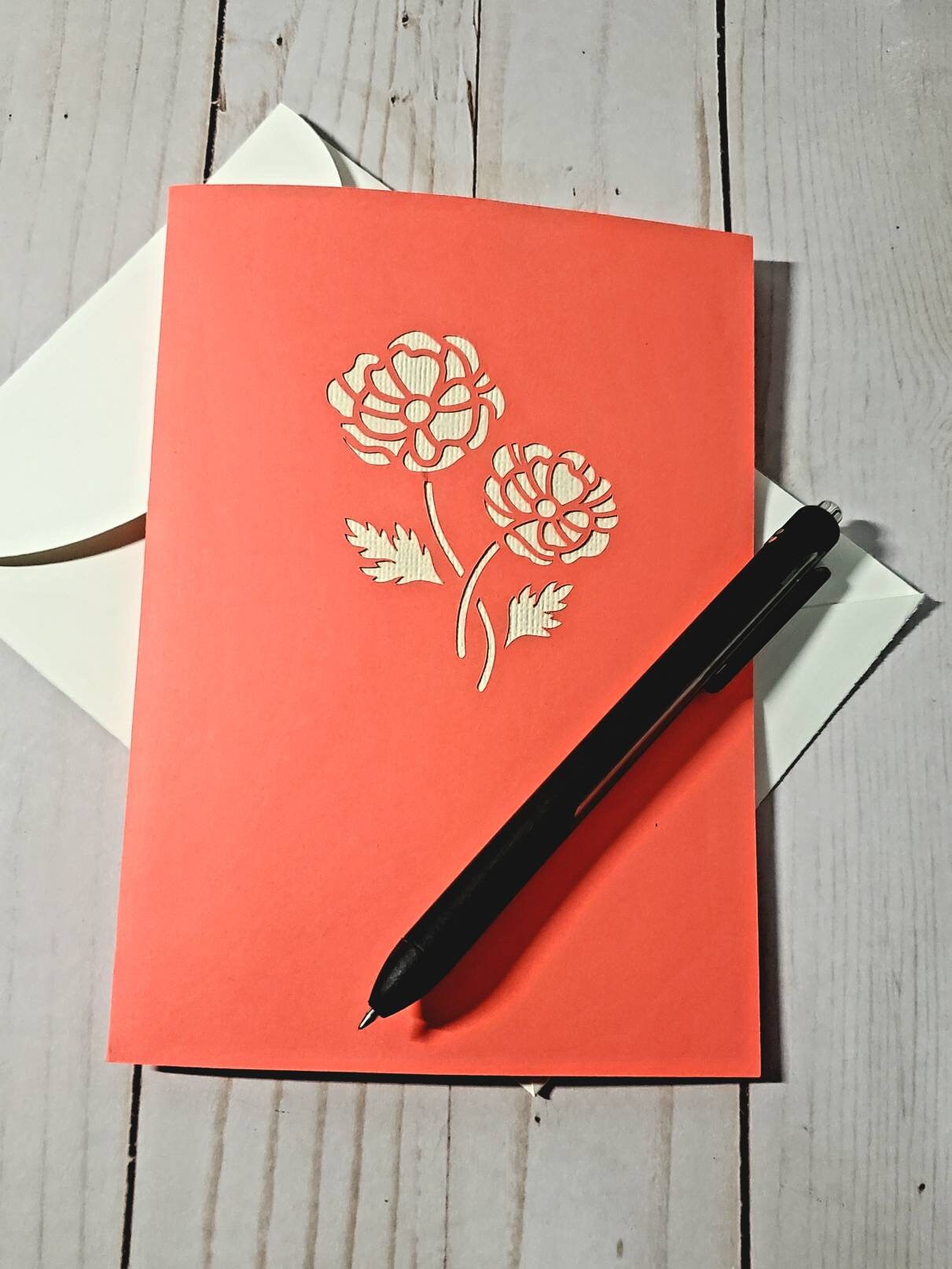 Poppy Basket Pop up Card Handmade, Pop-up Flower Card, Card to Send ...