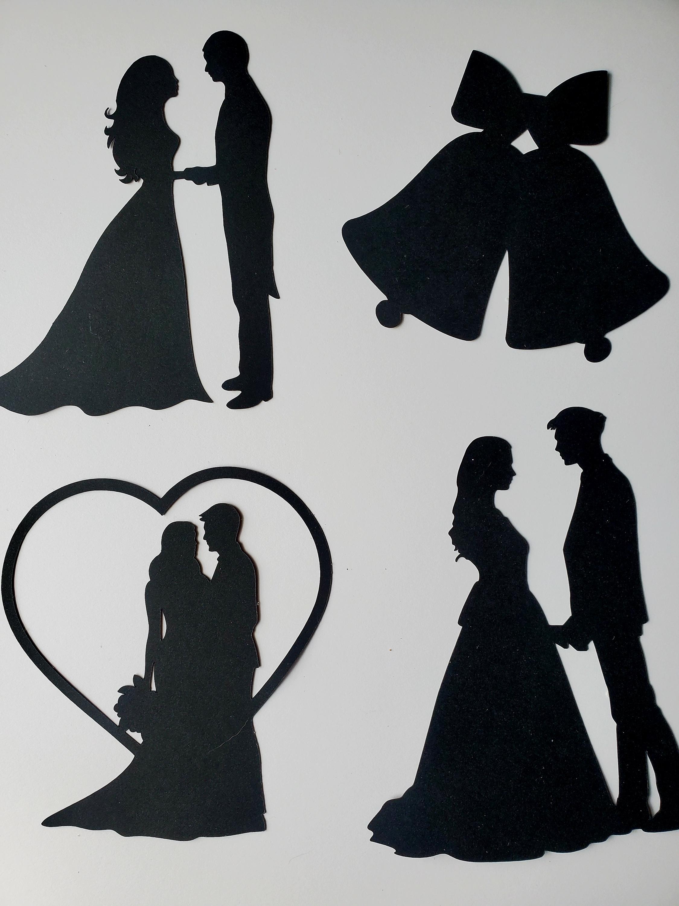 Wedding Scrapbook Cut Out, 4 Pack, Bride and Groom Die Cut Paper ...