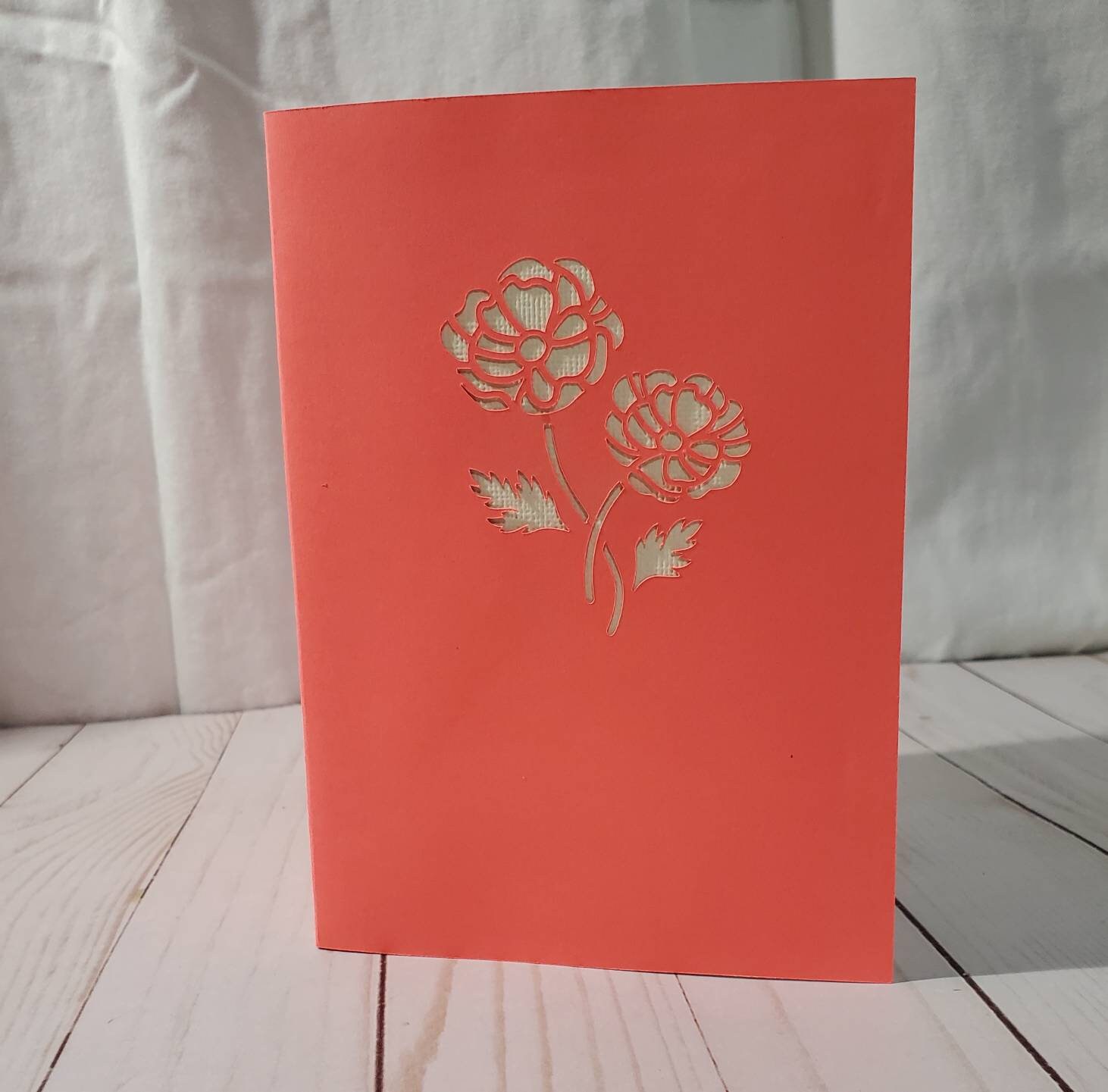 Poppy Basket Pop up Card Handmade, Pop-up Flower Card, Card to Send ...