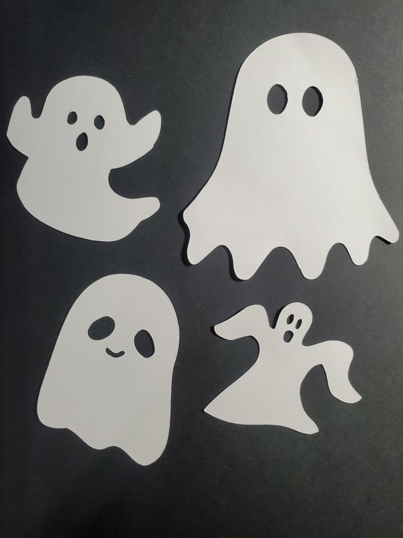 Die Cut White Cardstock Paper Ghosts, 11 Pack of Assorted Sized ...