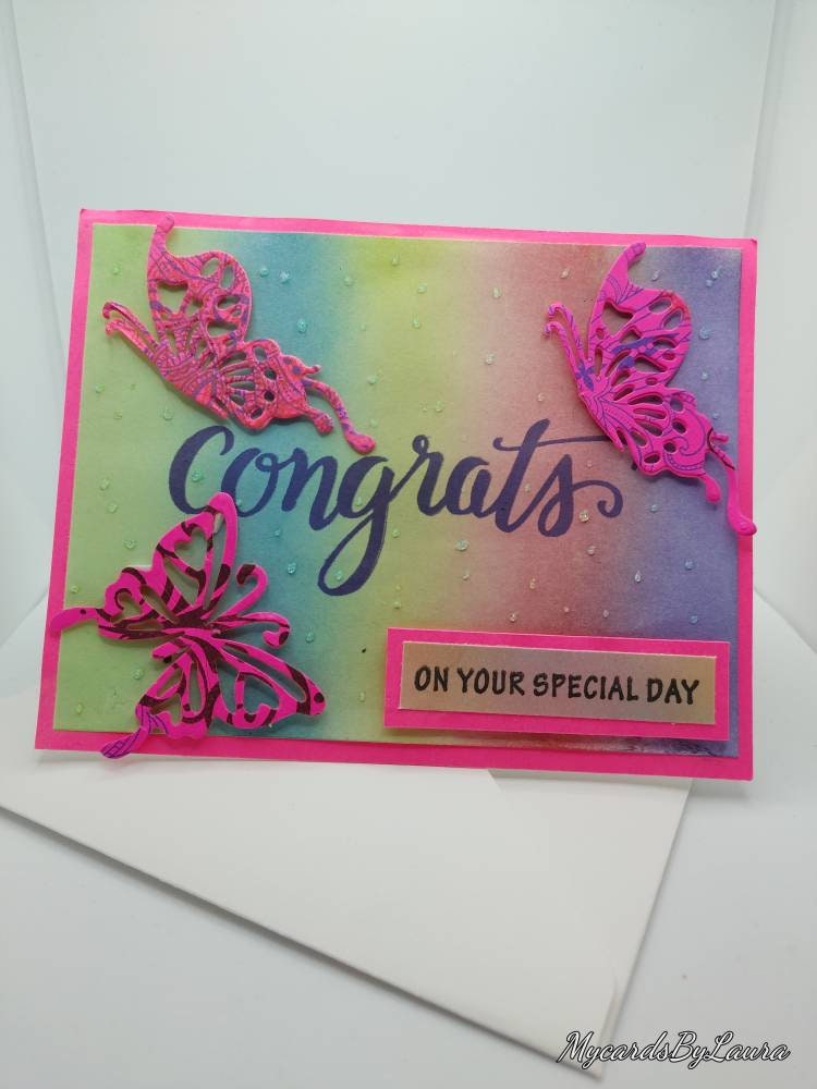Pink Butterfly Congratulations Card for Her Handmade Congrats - Etsy
