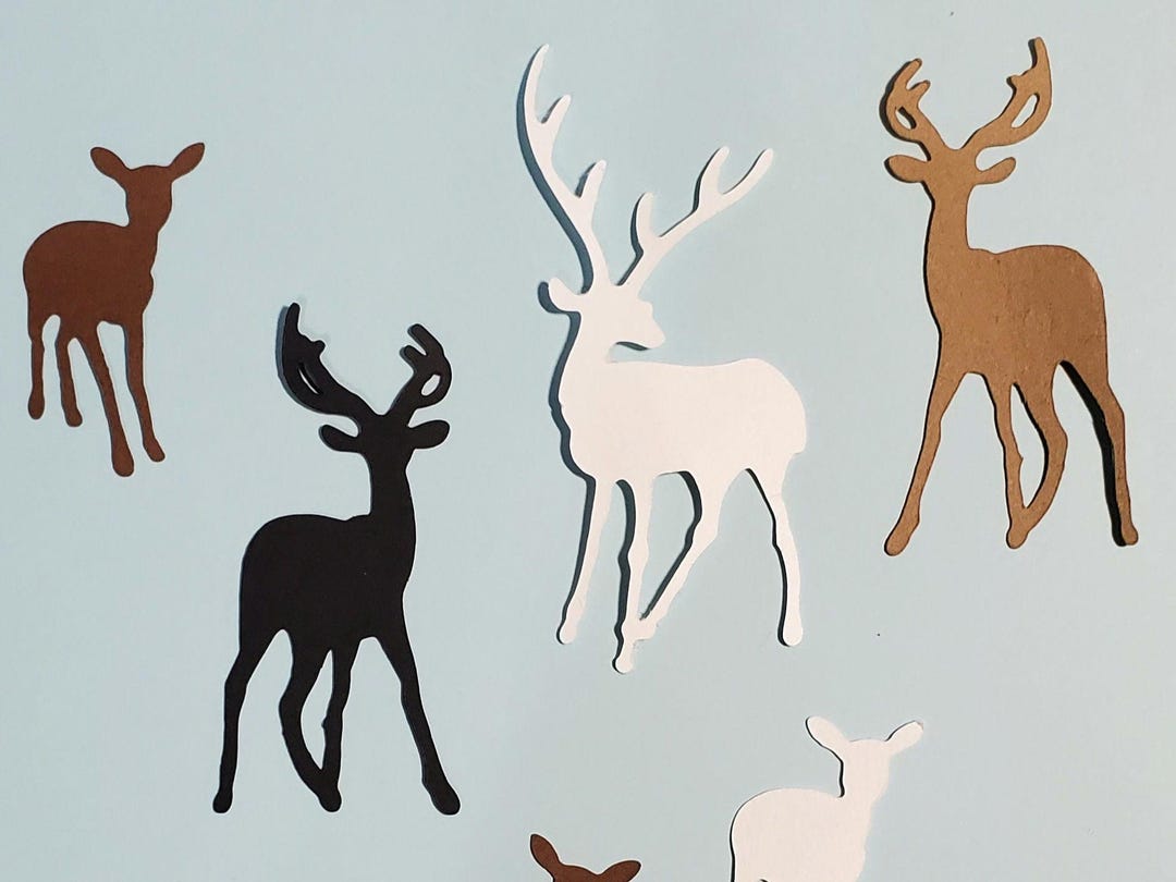 Die Cut Paper Deer Shapes - Set of 30 Cardstock Deer Cutouts for Crafts ...