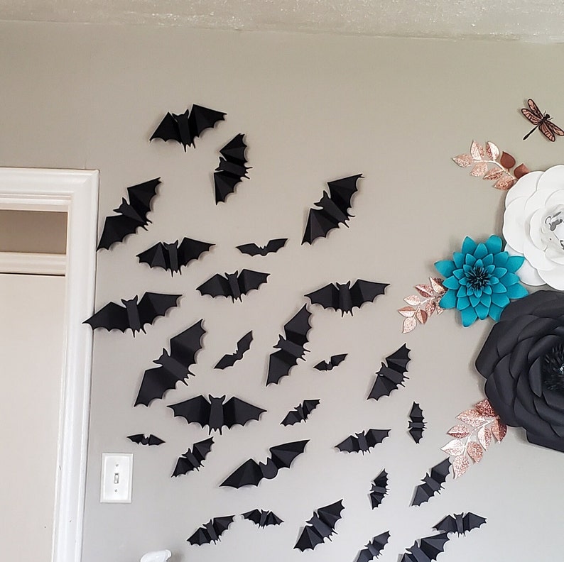 Set of 15 Black Paper Bats, Halloween Bat Blanks, Paper Bat Decoration ...