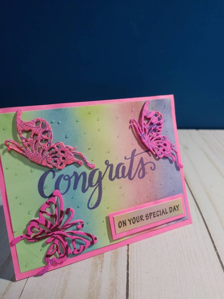 Pink Butterfly Congratulations Card for Her Handmade Congrats - Etsy