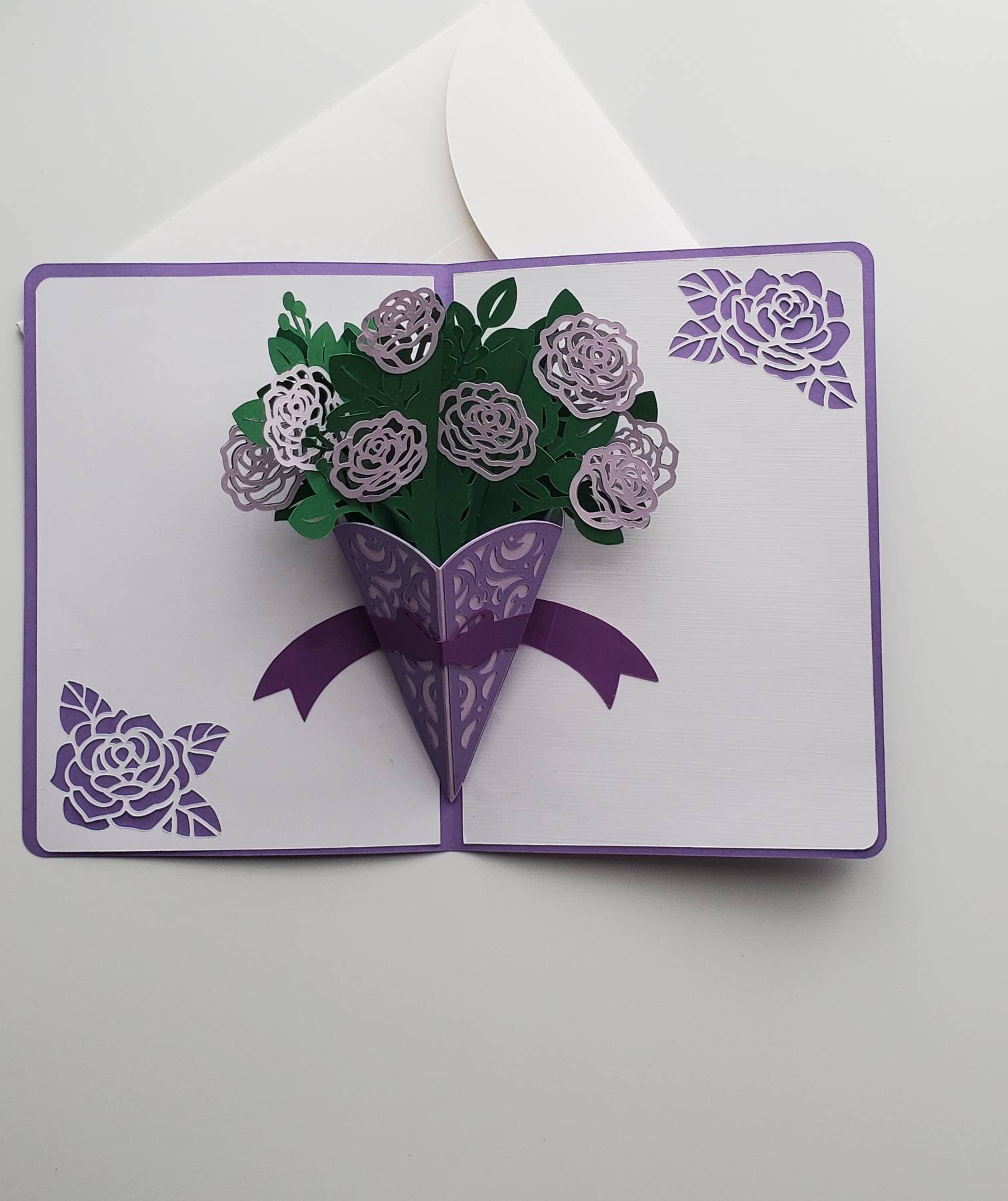 Flower Bouquet Pop up Card Handmade, Mother's Day Card, Birthday Pop-up ...