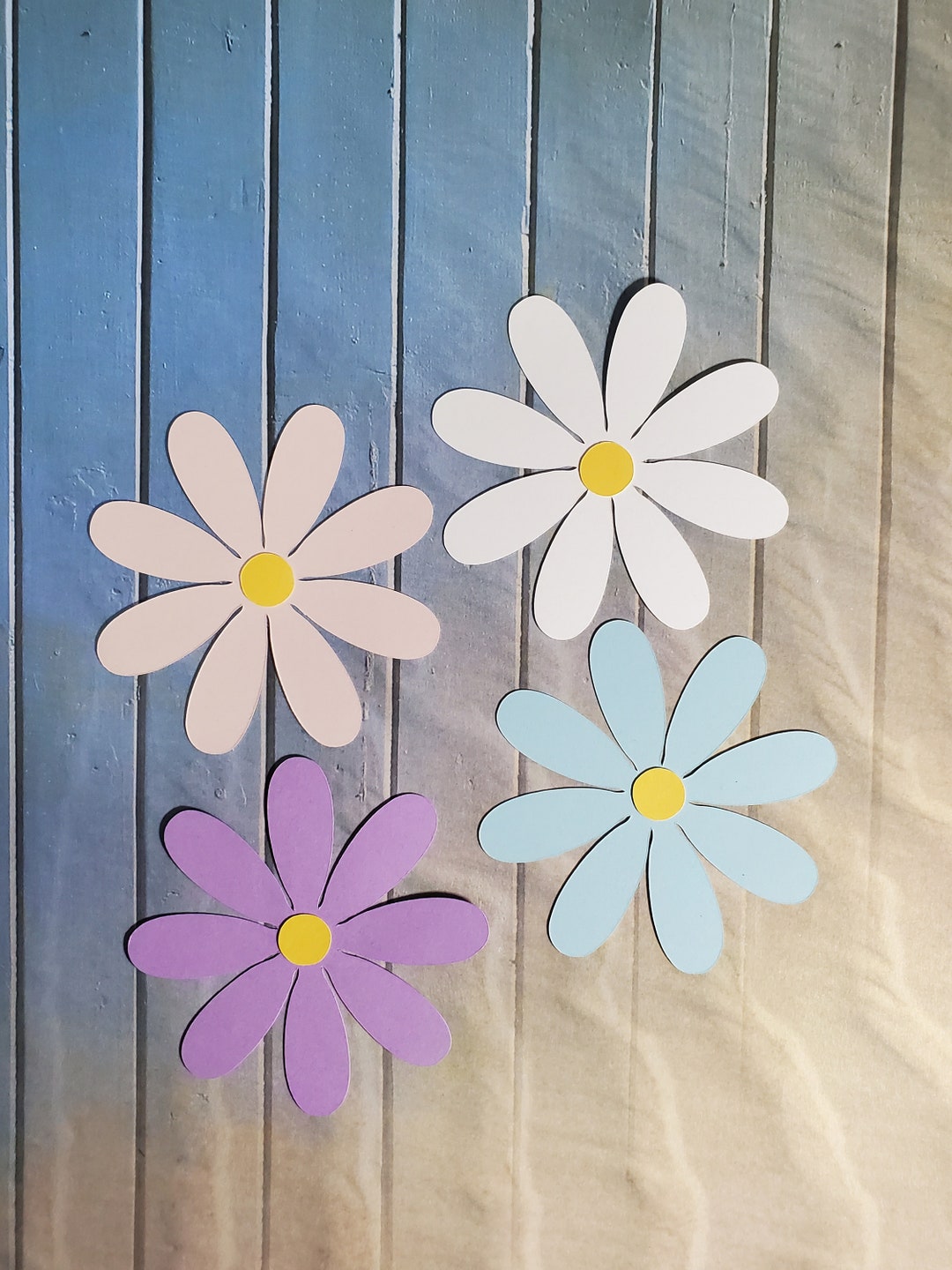 8 Paper Daisy Cutouts, Cardstock Flower Shapes, Assorted Colors and ...