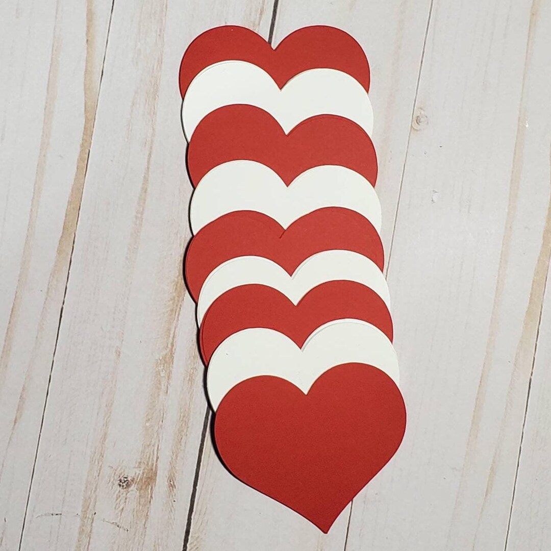25 Red and White Heart Die Cuts, Assorted Sizes, Heart Blanks ...
