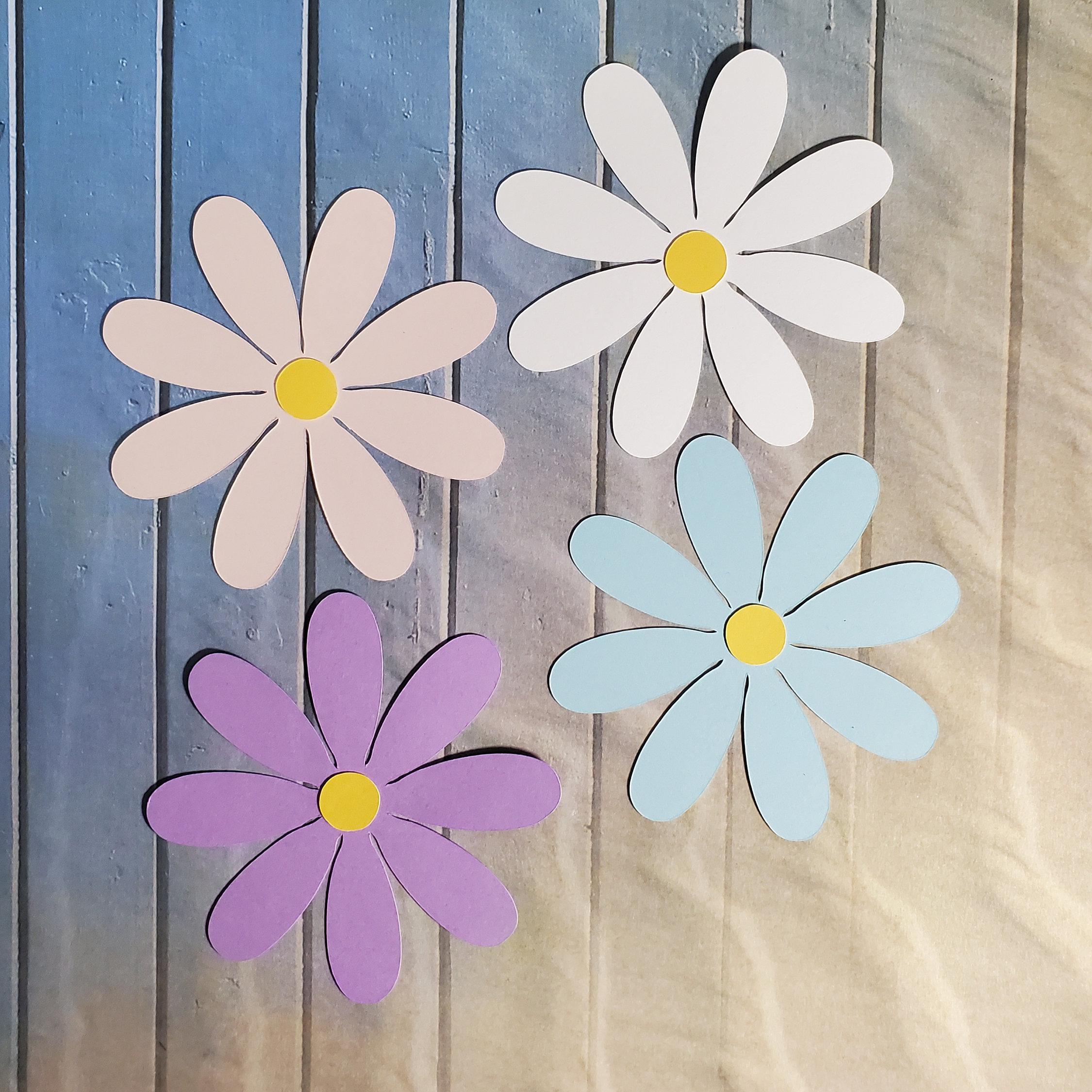 8 Paper Daisy Cutouts, Cardstock Flower Shapes, Assorted Colors and ...