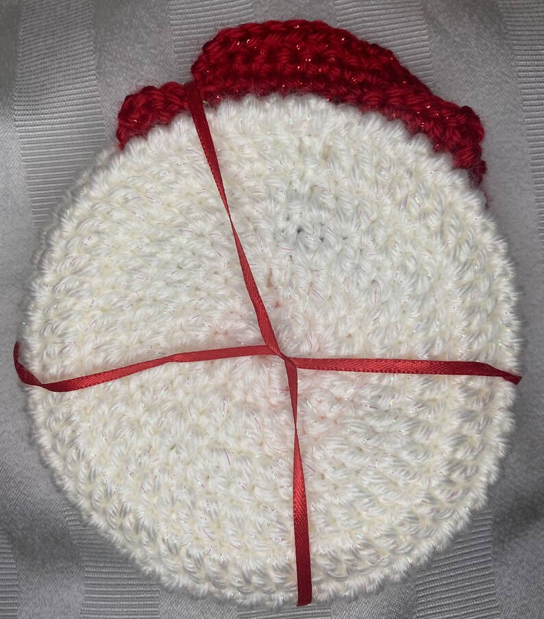 Handmade Crochet Sparkly Red Hat Snowman Coasters Set of 4 - Etsy