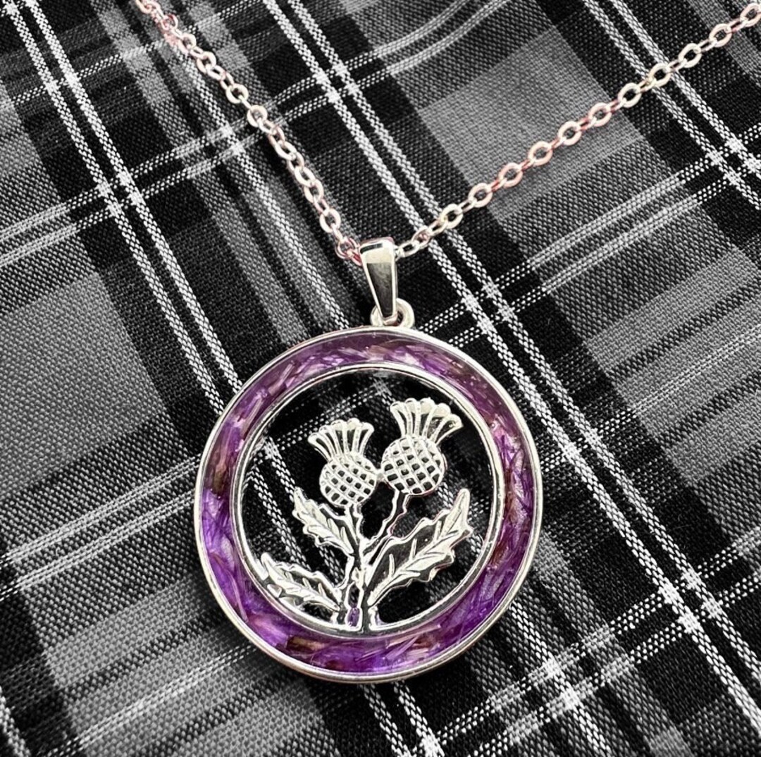 Sterling Silver, Scottish Thistle, Pendant, Real Thistle Flowers, Eco ...
