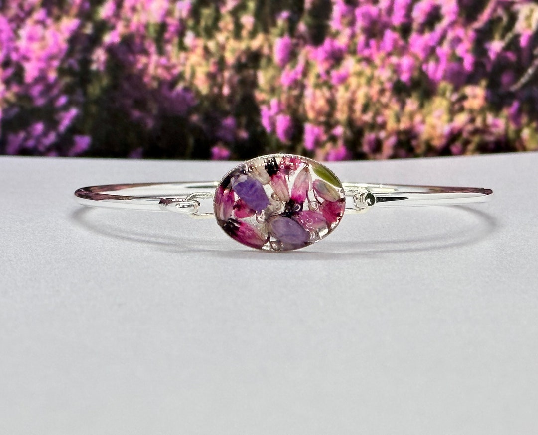 Scottish Real Mixed Heather Flower Bangle - Etsy