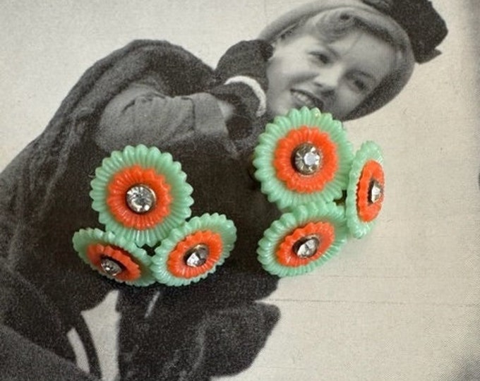 1940s Celluloid Celluloid Screw Back Earrings, 40s Celluloid Earrings ...