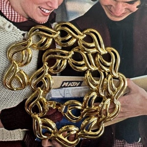 80s Gold Link Choker, 80s Gold Link Necklace, 80s Gold Jewelry, - Etsy