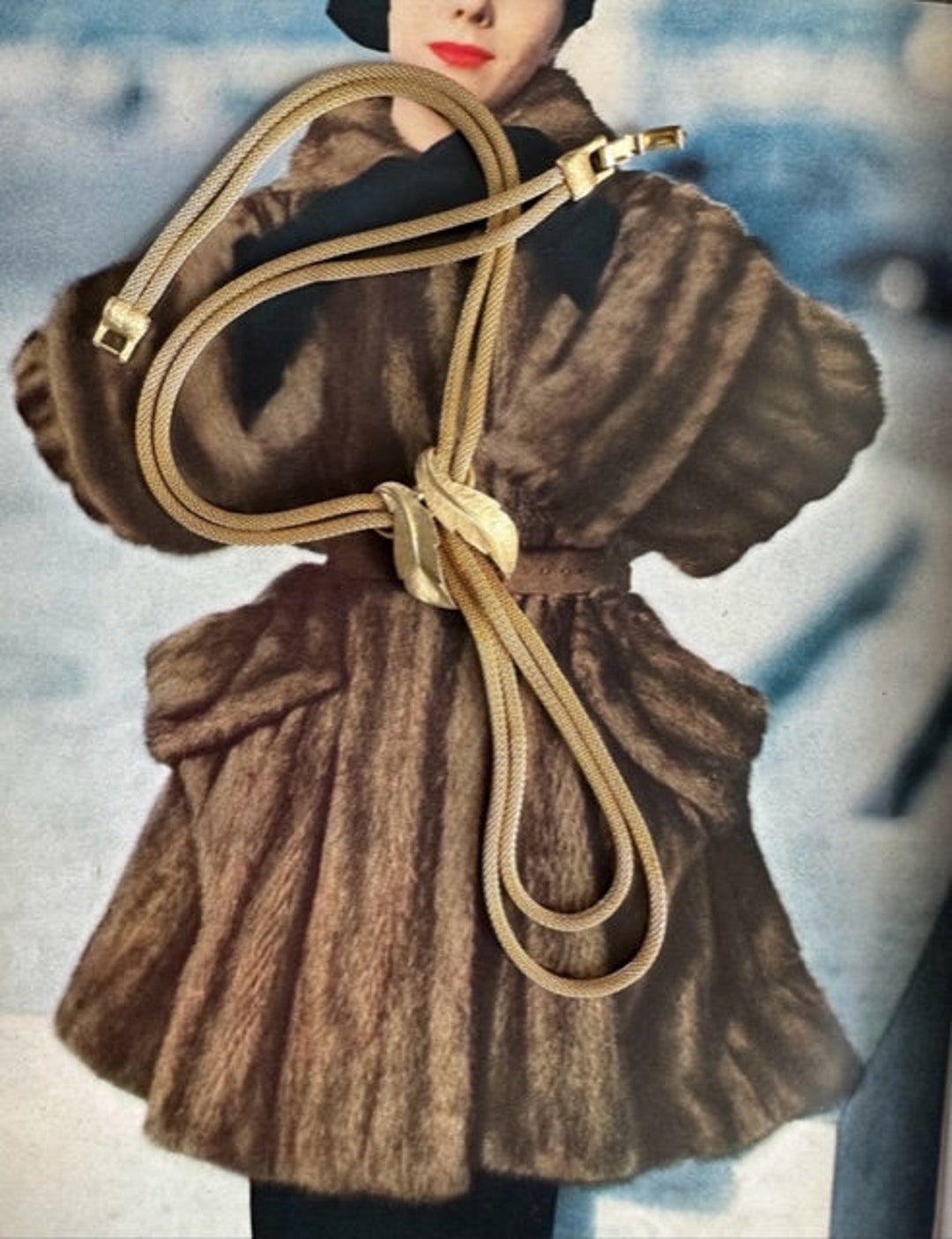 60s Mesh Bolo Style Pendant Necklace, Gold Mesh Necklace, 60s Mesh ...