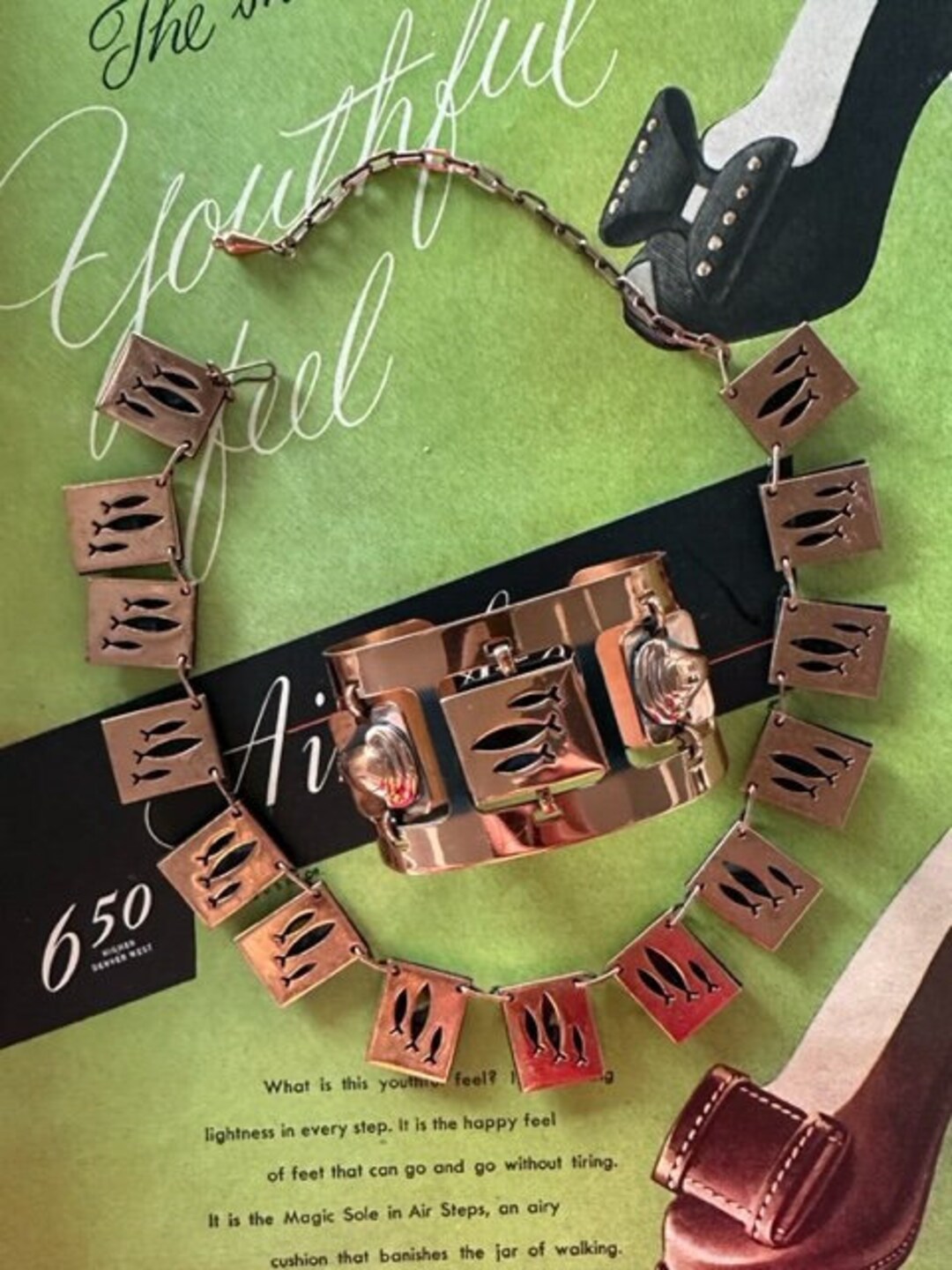 1950s Renoir Unsigned Copper Bracelet Necklace Set Mid Century ...