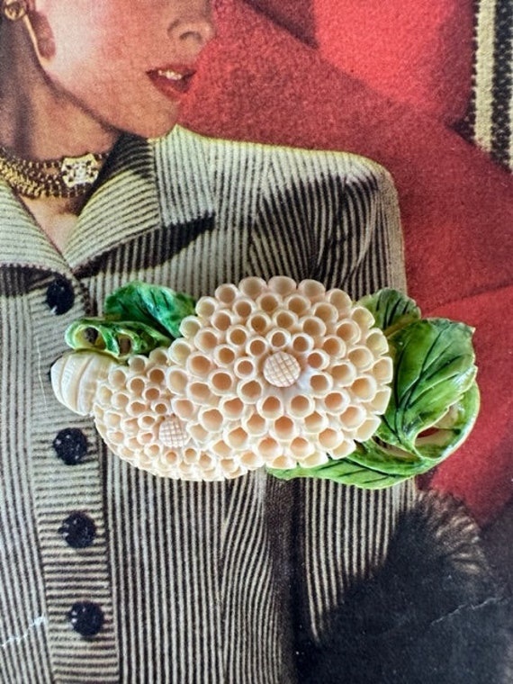 japanese celluloid flower brooch - Gem