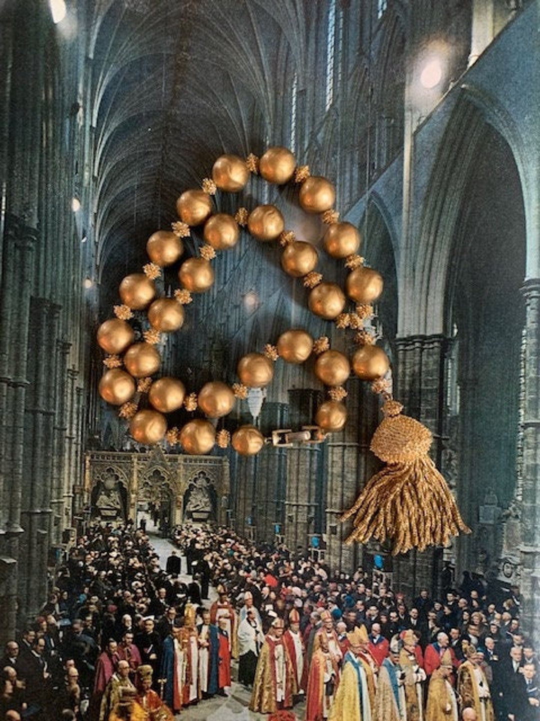 Trifari Gold Beaded Necklace With Gold Tassel, Trifari Gold Necklace ...