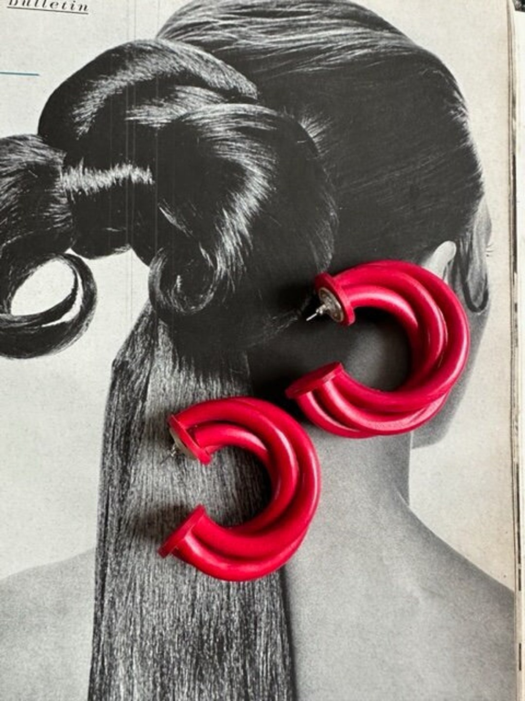 80s Wood Twist Hoop Earrings, 80s Wooden Earrings, 80s Jewelry, Wooden ...