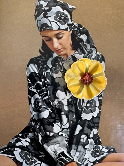 Yellow Flower Pin, 60s Flower Pin, 60s Brooches, 60s Jewelry, Flower ...