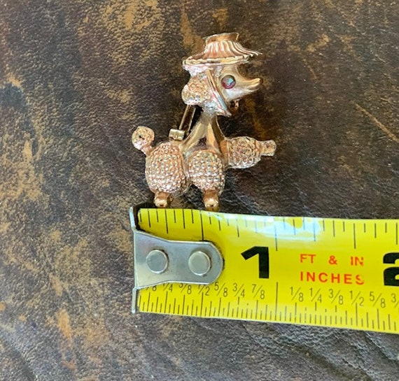 Poodle Rose gold with a Hat Pin, 50s Poodle Pin, Dog … - Gem