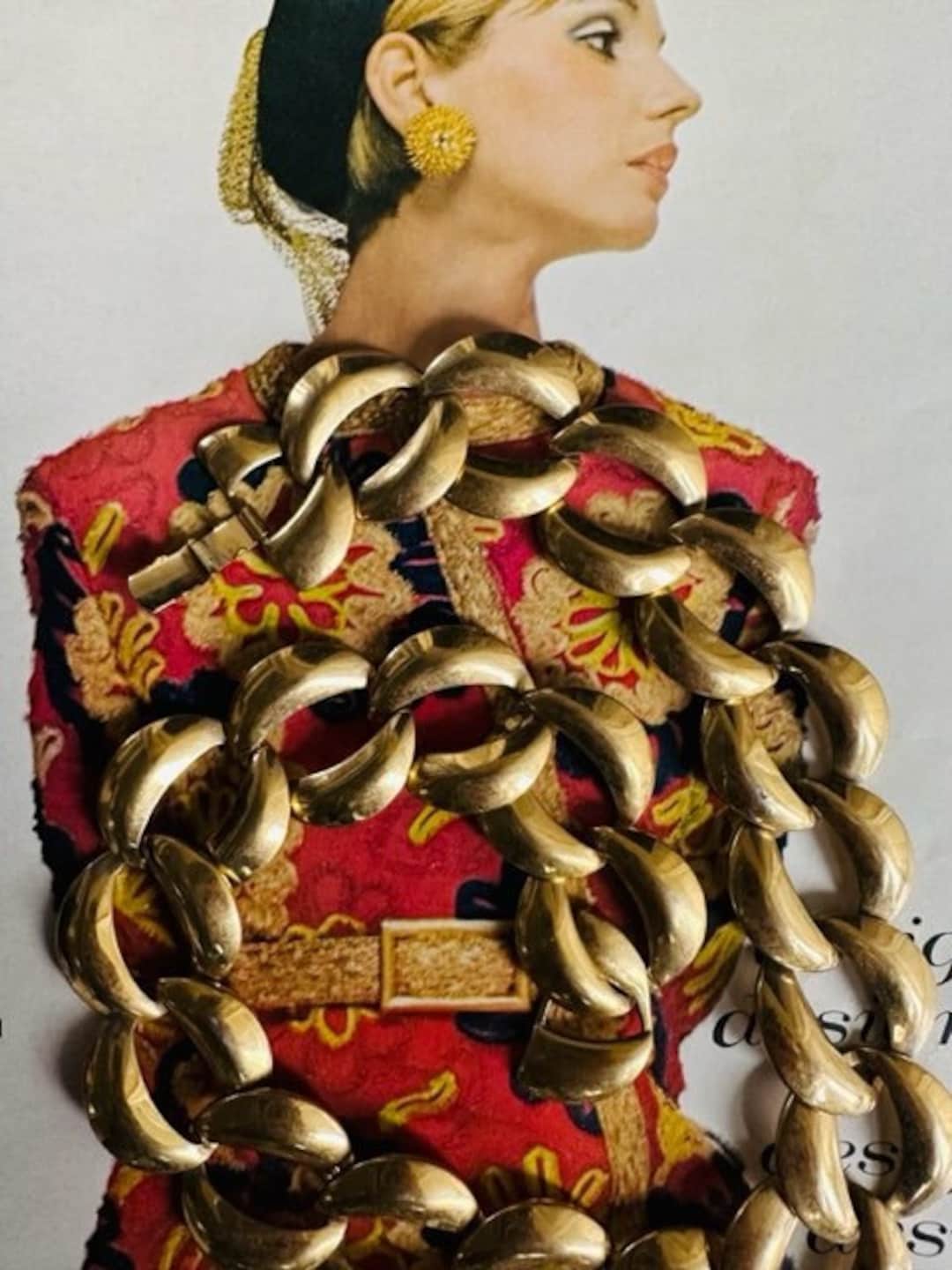 Chunky Gold Link Choker, 80s Gold Large Link Choker, Gold Link Necklace ...