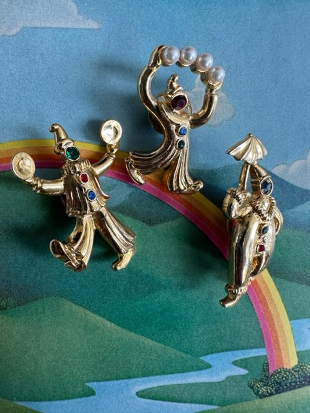 Set of 3 Vintage Clown Pins, JJ Signed Clown Pins, Vintage Clown ...