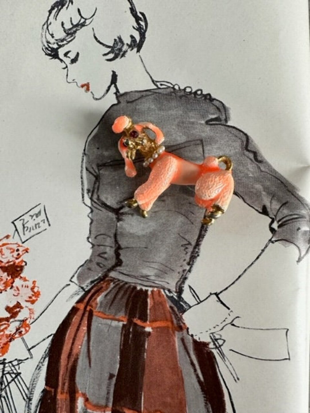50s Poodle With Pearls Pin, 50s Sweater Pins, Sherbet Poodelepin ...