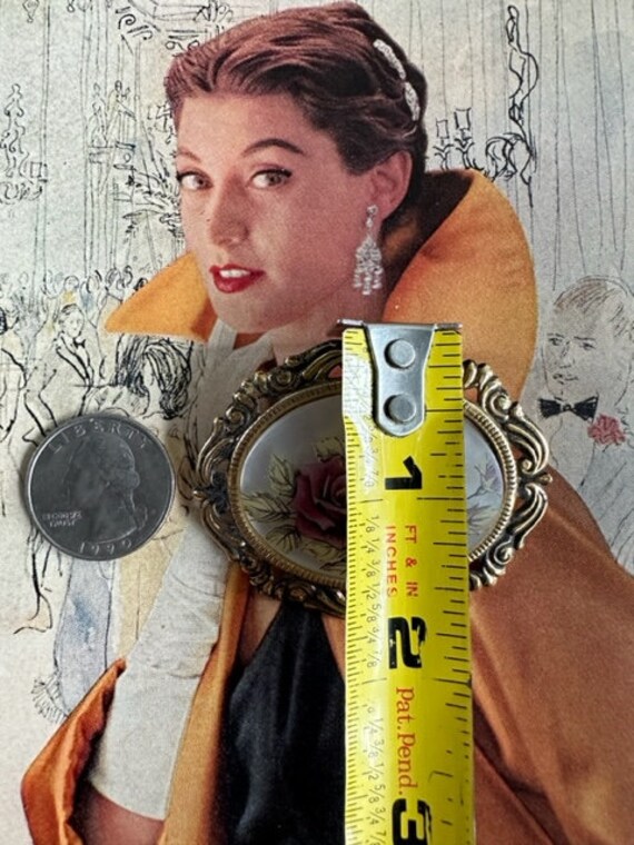 60s Oval Floral Pin, 60s Floral Cameo Pin, 60s Brooch… - Gem