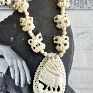 Vintage Carved Bone Necklace, Bone Jewelry, Carved Bone Jewelry, - Etsy