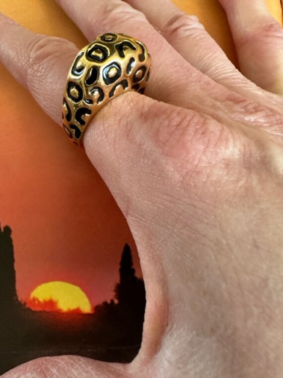 St John Cheetah Print Gold Ring, Leopard Print Gold R… - Gem