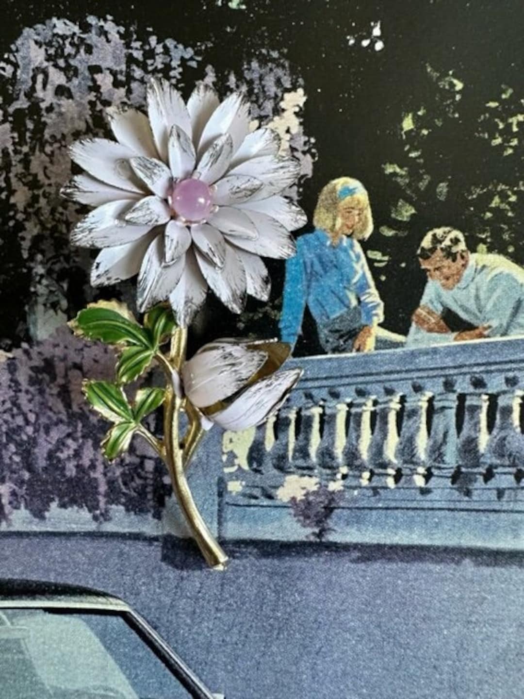 60s Lavender Flower Pin, 60s Flower Pins, Flower Jewelry, 60s Jewelry ...