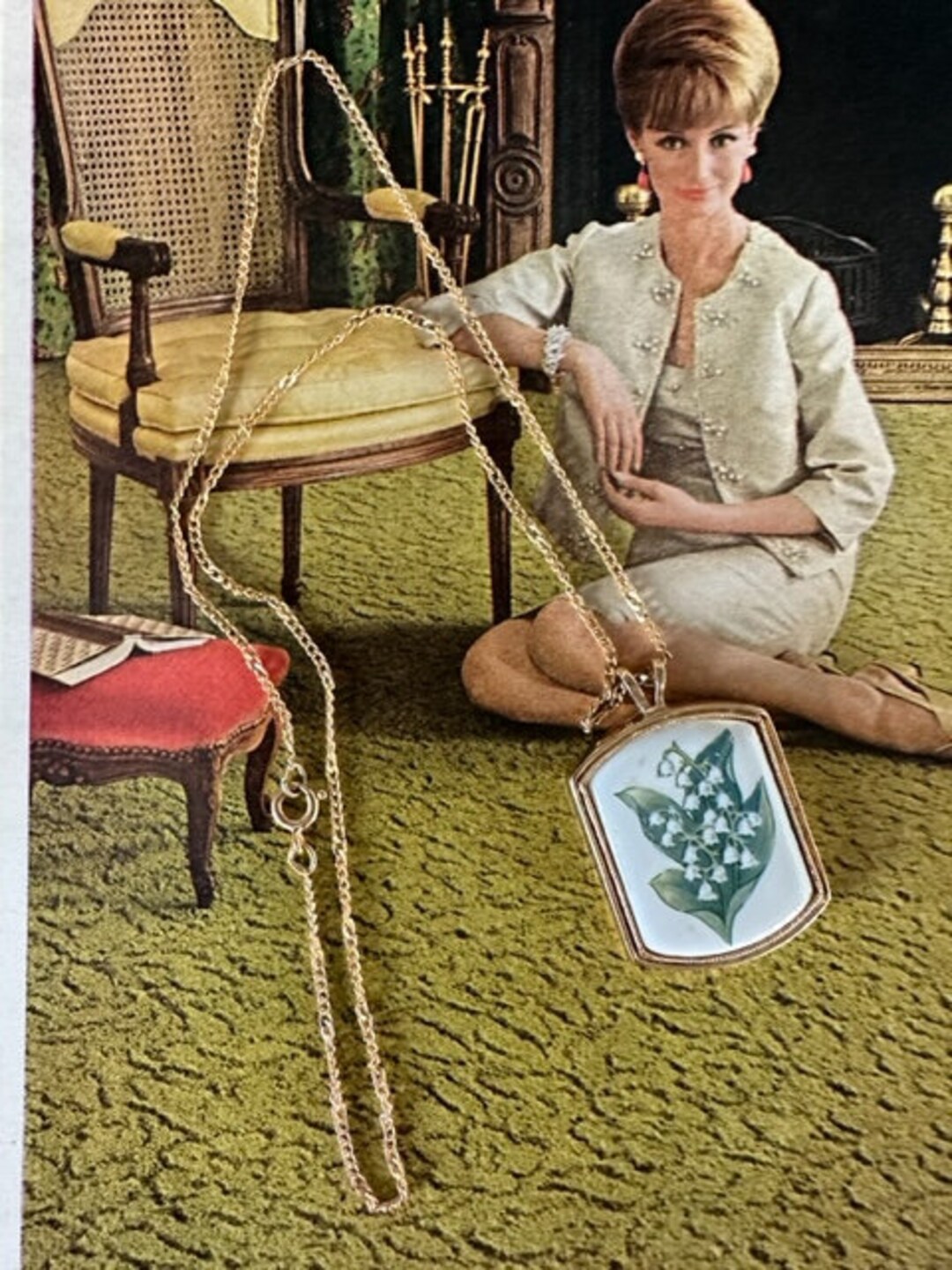 Vintage Avon Ceramic Lilly of the Valley Pendant, Avon Jewelry, Avon ...