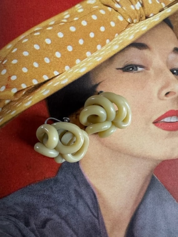 Extruded Celluloid Earrings, Vintage Celluloid Squigg… - Gem