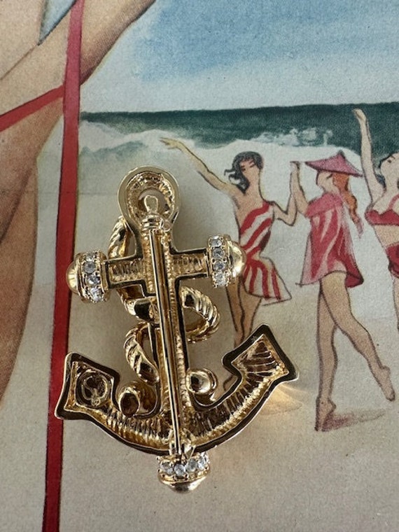 St John Gold With Creme Enamel Anchor Brooch, St John… - Gem