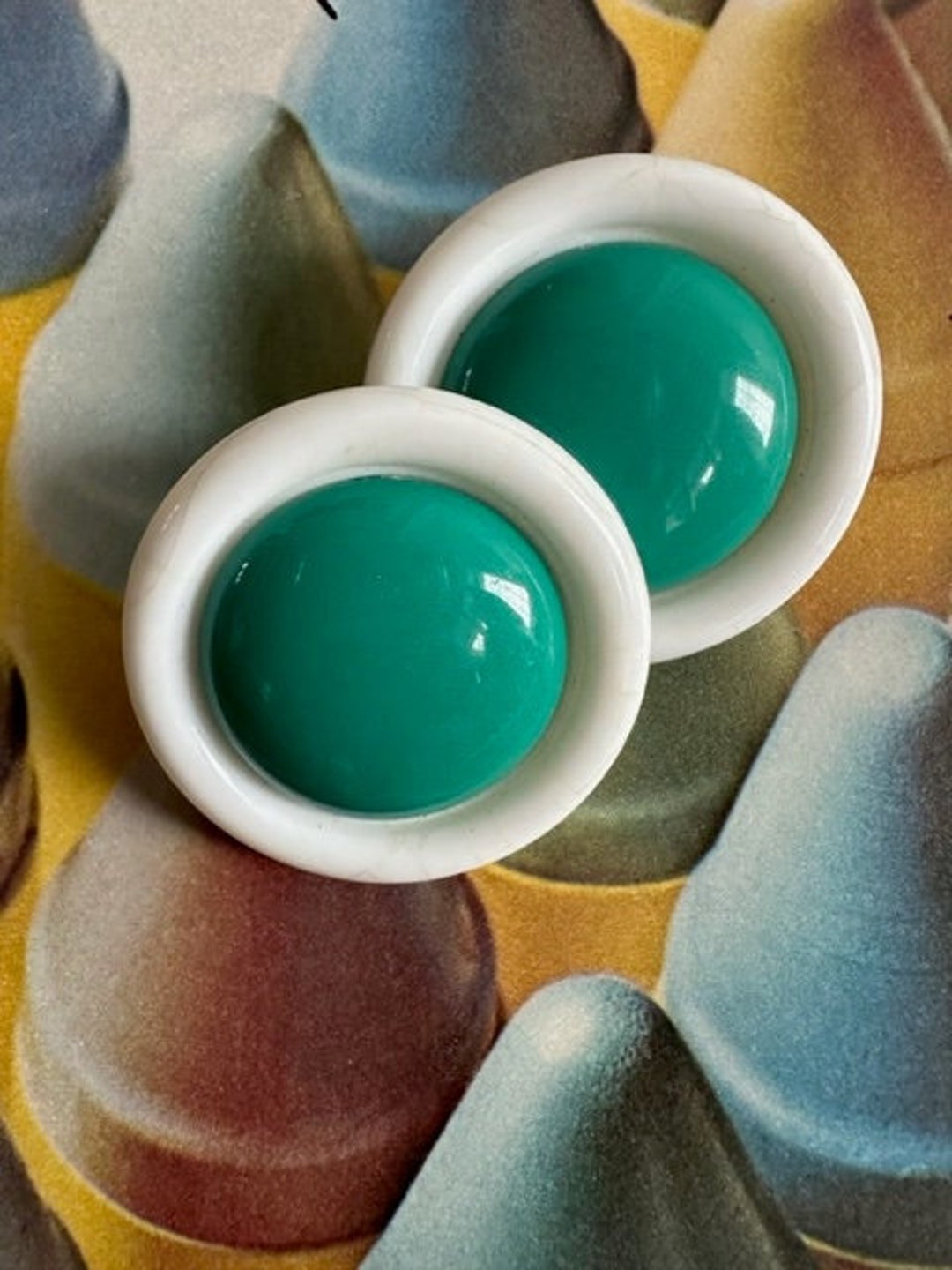 60s Mod Mega Button Earrings, 60s Mega Clip on Earrings, 60s Pop Art ...