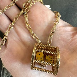 Vintage Dice Roller Basket Pendant, Dice Roller Pendant, Two Dice in ...