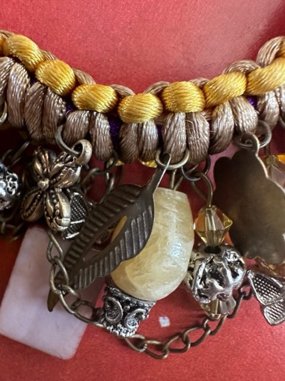 70s Treasure Chest Charm Choker, 70s Stone Beads & Ch… - Gem