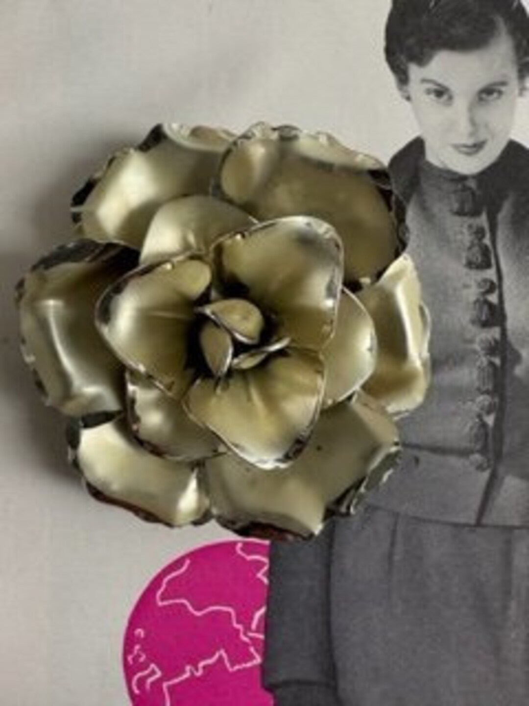 Coro Signed Matte Finish Large Flower Brooch, Vintage Coro Brooch, Coro ...