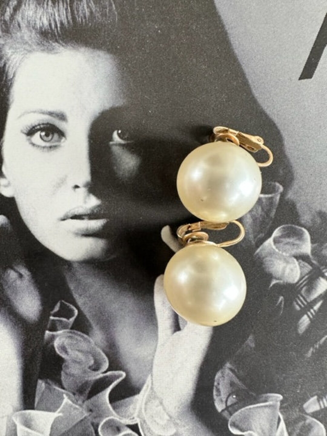Classic 1960s Trifari Signed MCM Faux Pearl Earrings Clip on Large ...