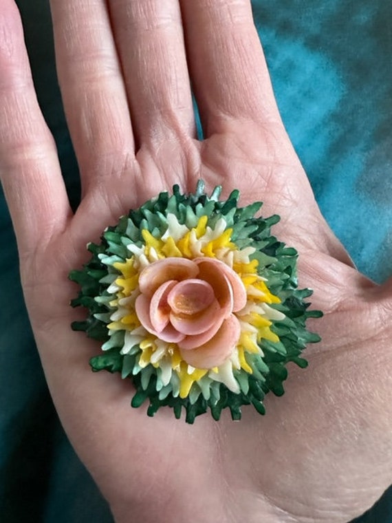 40s Shell and gar Fish Scale Brooch, Vintage Fish Sca… - Gem