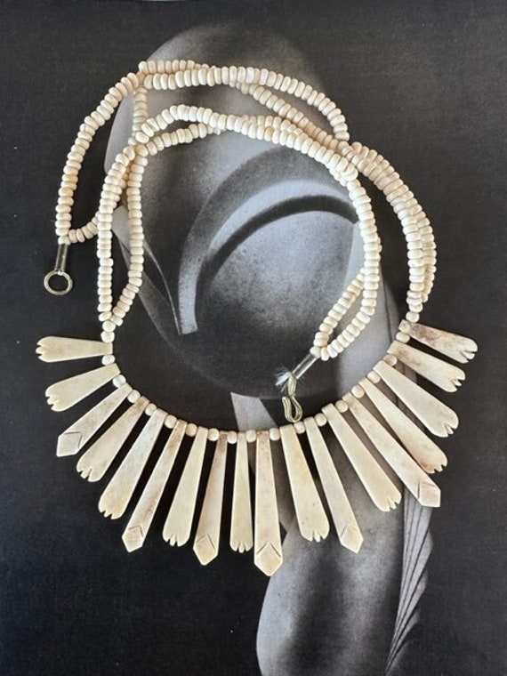 vintage boho bone necklace - Gem