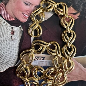 80s Gold Link Choker, 80s Gold Link Necklace, 80s Gold Jewelry, - Etsy
