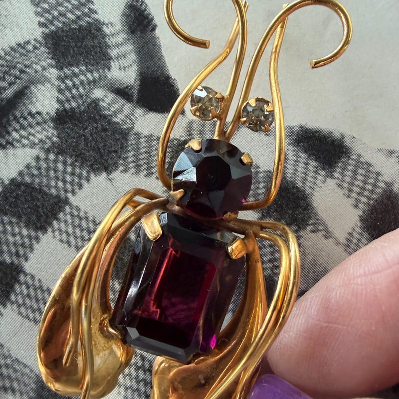 Vintage Amethyst Bug Brooch - Etsy